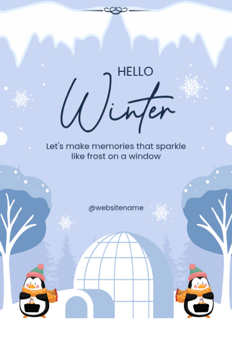 Purple Hello Winter Poster Template | PosterMyWall