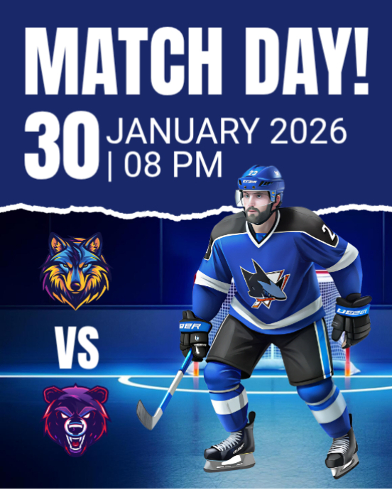 Purple Hockey Match Instagram Portrait Template | PosterMyWall