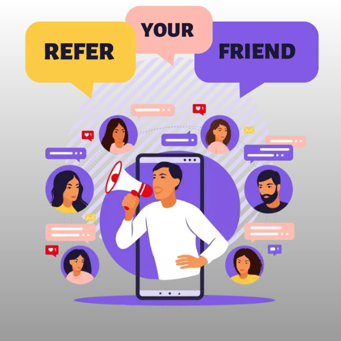 Copy of Purple Illustration Refer a Friend Instagram | PosterMyWall