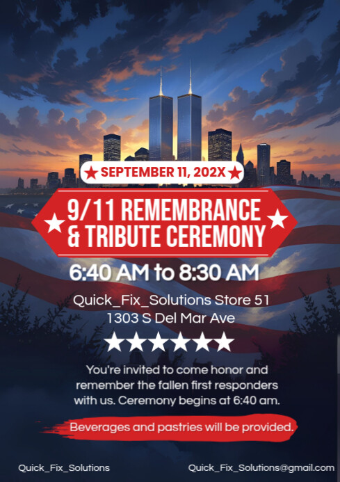 Copy of Purple Illustrative 9/11 Patriotic Day A4 | PosterMyWall
