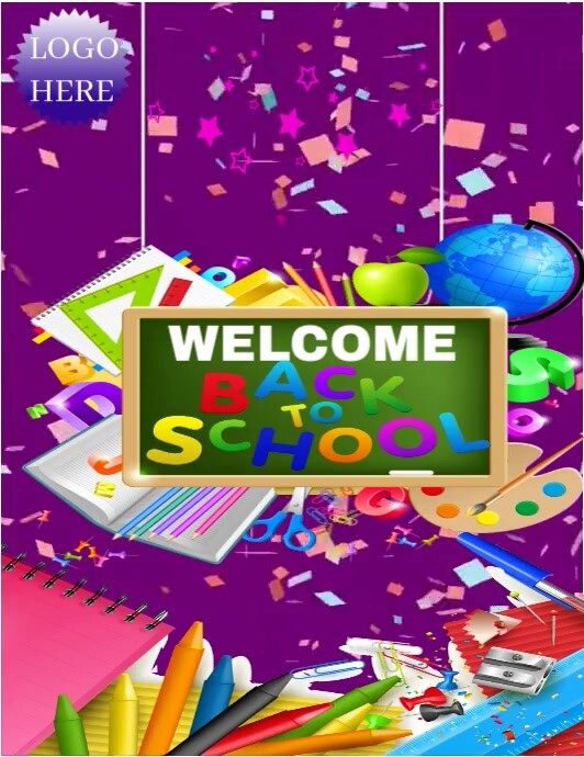 Purple Illustrative Animated Welcome Back To School Poster Template ...