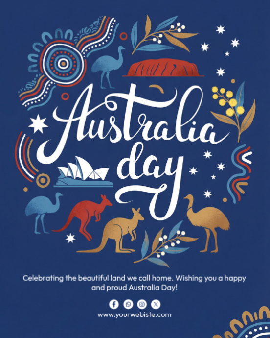 Purple Illustrative Australia Day Instagram Portrait Template ...