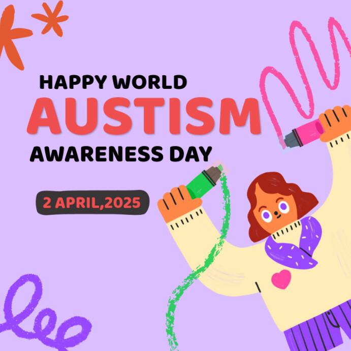 Copy of Purple Illustrative Autism Awareness Day Instagram Post 2025 ...