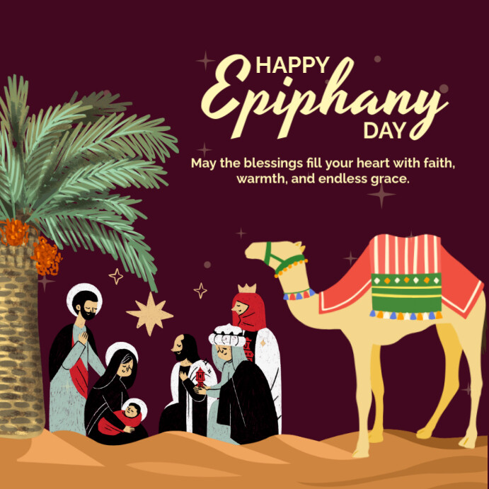 Purple Illustrative Epiphany Greeting Instagram Post Template ...
