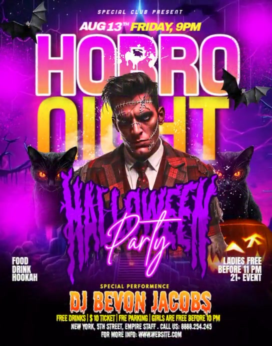 Purple Illustrative Halloween Spooky Night Party Poster/wallboard ...