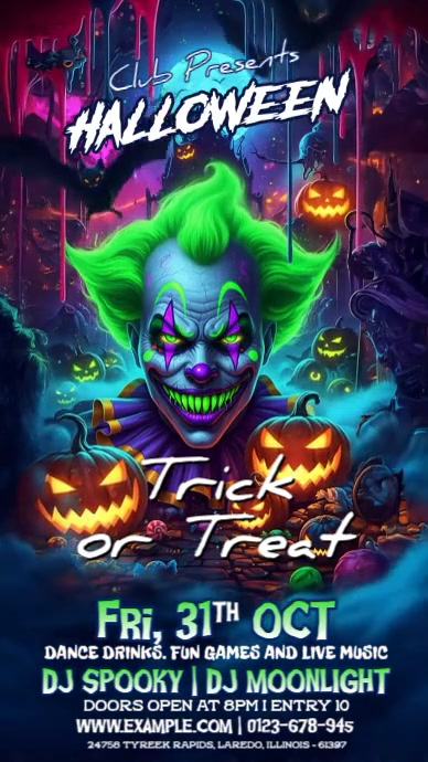 Purple Illustrative Halloween Trick Or Treat Instagram Story Template ...