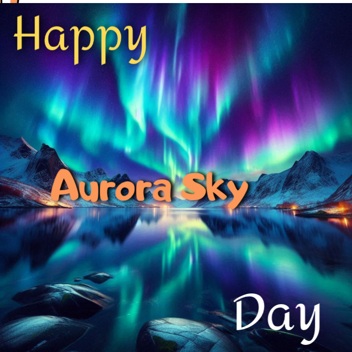 Purple Illustrative Happy Aurora Sky Day Instagram Post Template ...