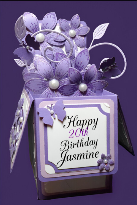 Purple Illustrative Happy Birthday Card Post Templat | PosterMyWall