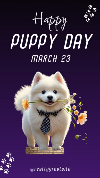 Copy of Purple Illustrative Happy Puppy Day Instagram Story | PosterMyWall