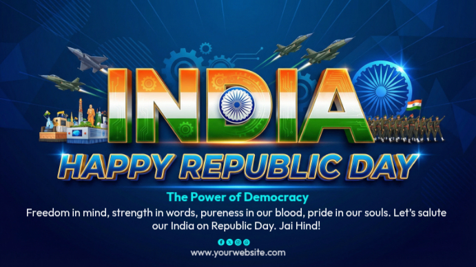 Purple Illustrative Happy Republic Day Digital Display (16:9) Template ...