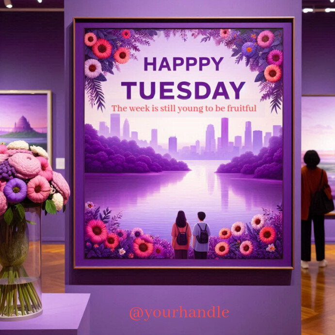 Purple Illustrative Happy Tuesday Instagram Post Template | PosterMyWall