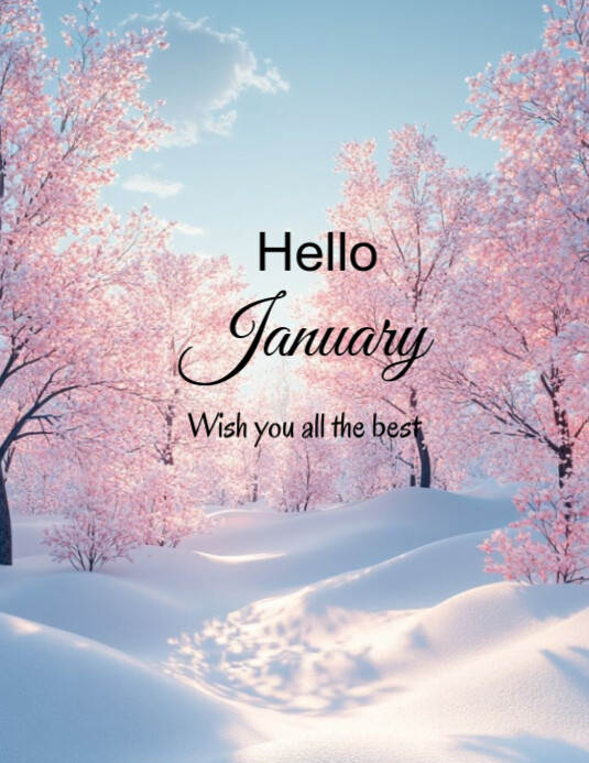 Purple Illustrative Hello January Flyer (us Letter) Template | PosterMyWall