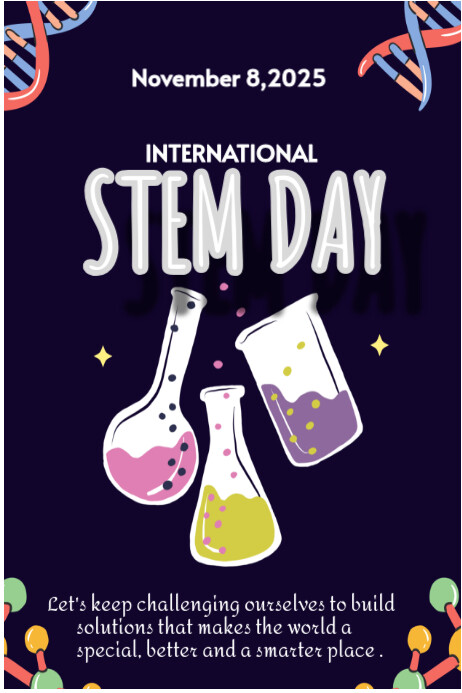Purple Illustrative International Stem Day Celebration Template Poster ...