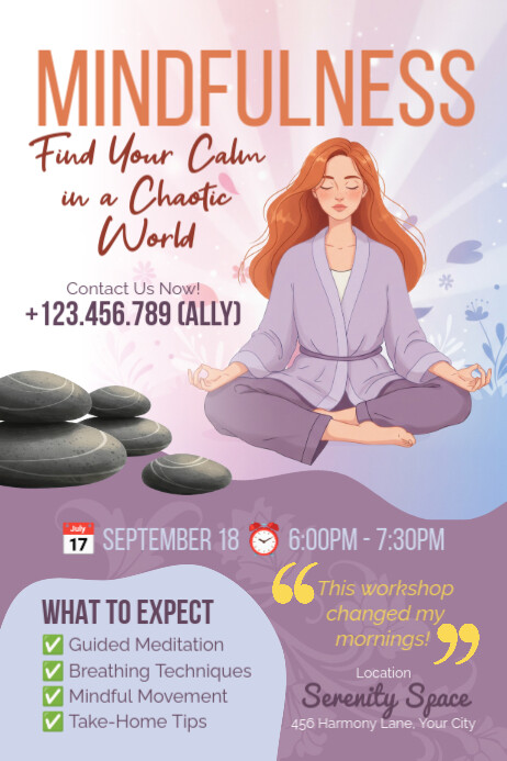 Copy of Purple Illustrative Mindfullness Poster | PosterMyWall