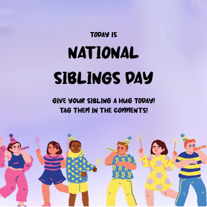 Purple Illustrative National Siblings Day Instagram Post Template ...