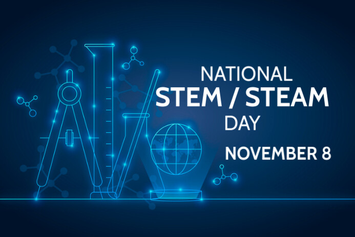 Plantilla de Purple Illustrative National Stem / Steam Day Poster ...