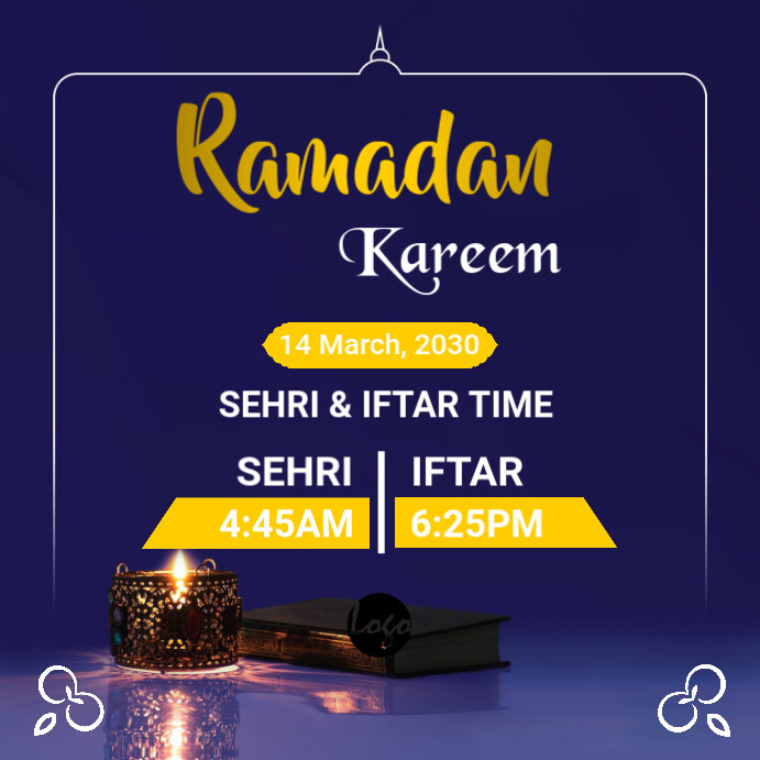 Purple Illustrative Ramadan Kareem Timing Instagram Post Template ...