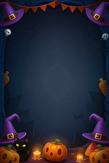 Purple Illustrative Spooky Halloween Night Border Frame Poster Template ...