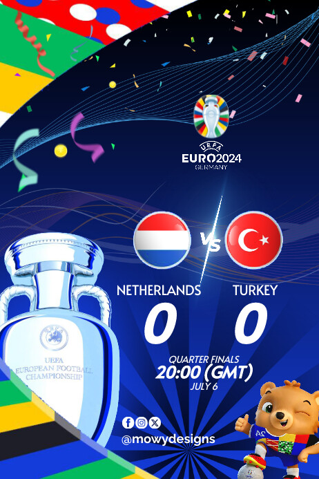 Purple Illustrative Uefa Euro 2024 Fixture Po Template | PosterMyWall