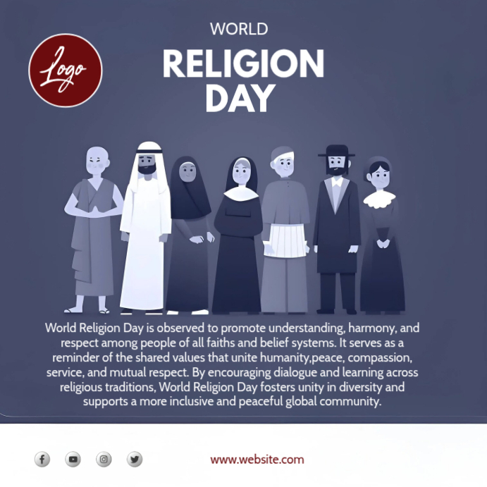 Purple Illustrative World Religion Day Instagram Post Template ...