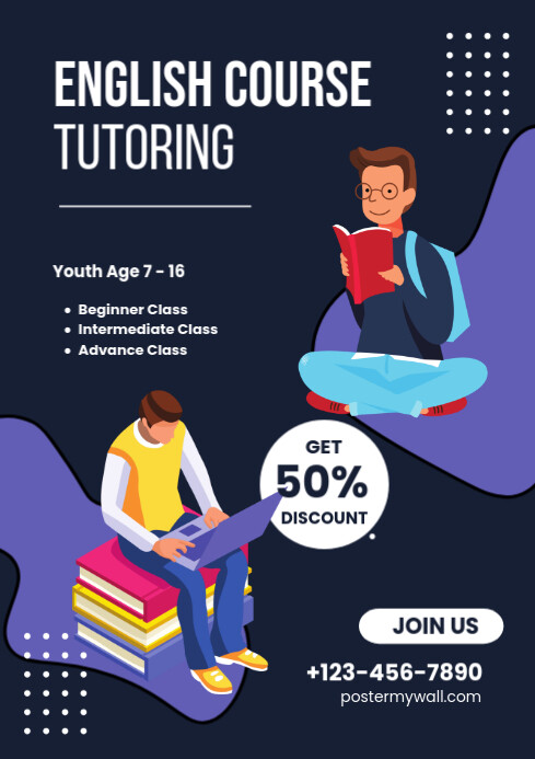 Copy of Purple Ilustratif English Course A4 | PosterMyWall