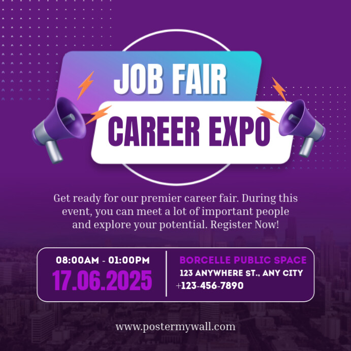Purple Ilustratif Job Fair Pos Instagram Template | PosterMyWall