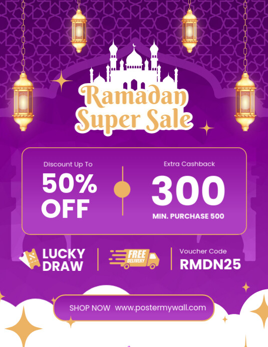 Copy of Purple Ilustratif Ramadan Sale Pamflet (letter As) | PosterMyWall