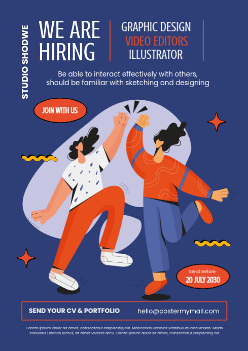 Purple Ilustratif We Are Hiring A4 Template | PosterMyWall
