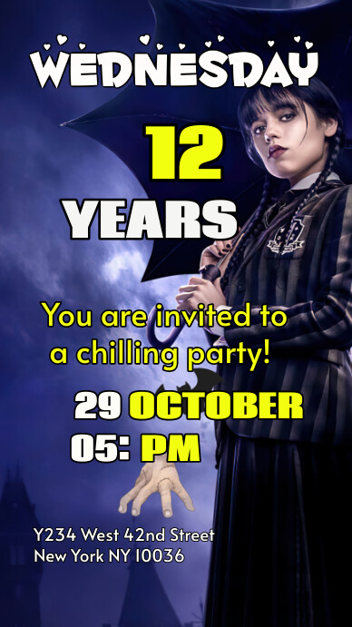 Copy of Purple Ilustrativo Black Blue Invitation Wedn | PosterMyWall