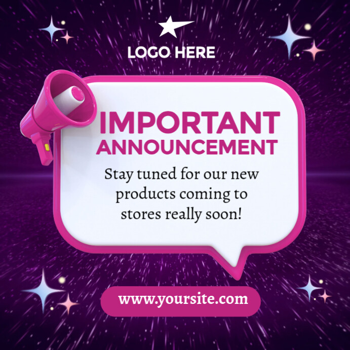 Copy of Purple Important Announcement Instagram Post | PosterMyWall