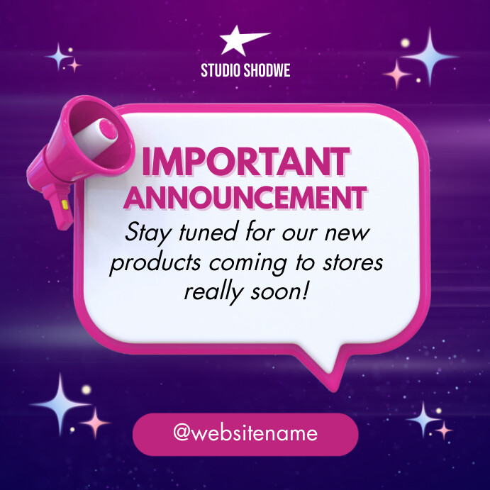 Purple Important Announcement Instagram Post Modelo | PosterMyWall