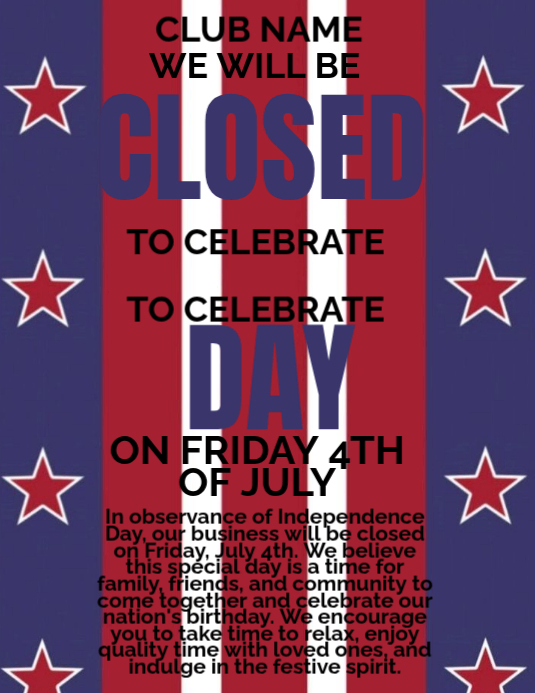 Copy of Purple Independence Day Closure Notice Flyer | PosterMyWall