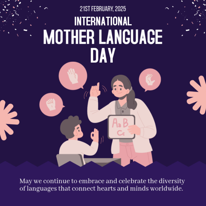Purple International Mother Language Day Instagram Post Template ...