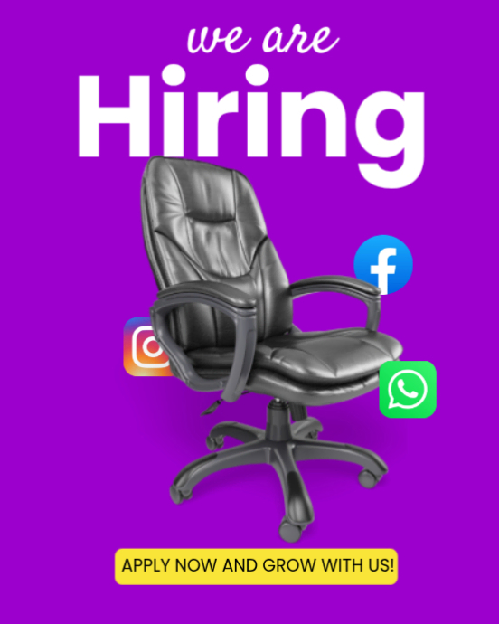 Purple Job Hiring Instagram Portrait Template | PosterMyWall