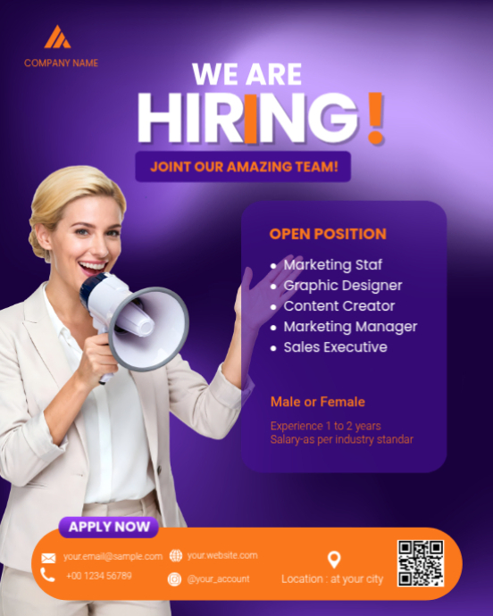 Purple Job Recruitment Instagram Portrait Template | PosterMyWall