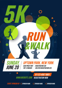 Blue Joyful 10k Marathon Flyer, A4 Template | PosterMyWall