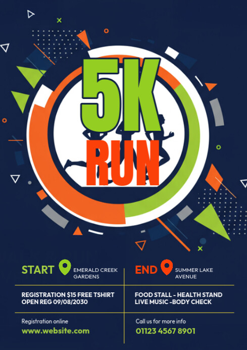 Modèle Purple Joyful 5k Run Flyer Template, A4 | PosterMyWall