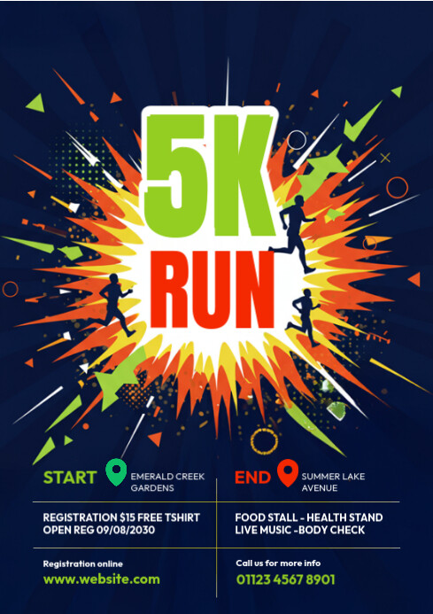 Copy of Purple Joyful 5k Run Flyer Template A4 | PosterMyWall