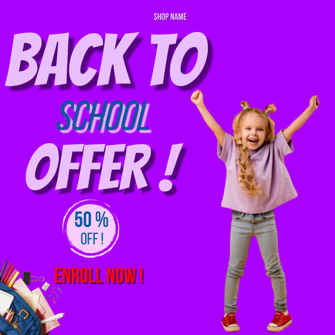 Purple Joyful Back To School Instagram Post Template | PosterMyWall