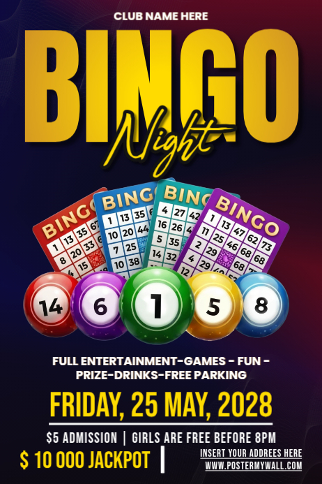 Purple Joyful Bingo Night Event Poster Template | PosterMyWall