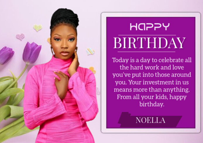 Purple Joyful Birthday A4 Template | PosterMyWall