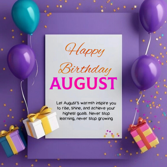 Purple Joyful Birthday Card Logo Template | PosterMyWall