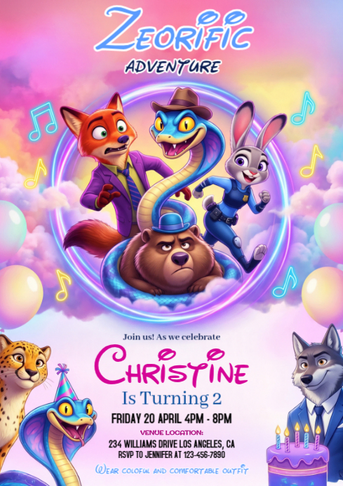 Plantilla de Purple Joyful Birthday Celebration A4 | PosterMyWall