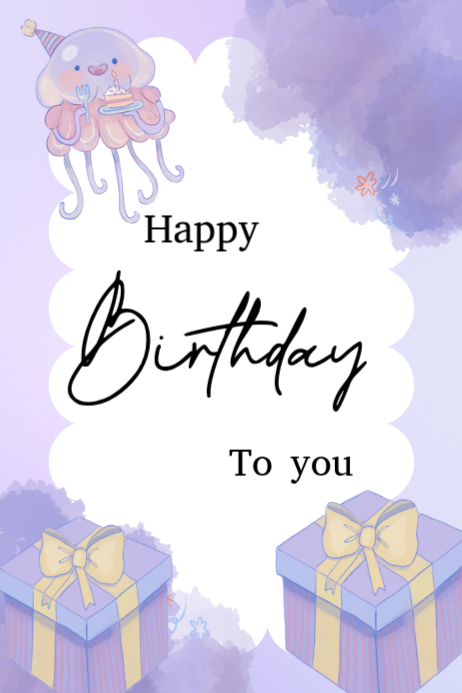 Purple Joyful Birthday Celebration Poster Template | PosterMyWall