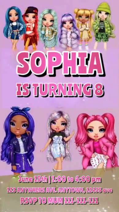 Plantilla de Purple Joyful Birthday Party Digital Display Video ...