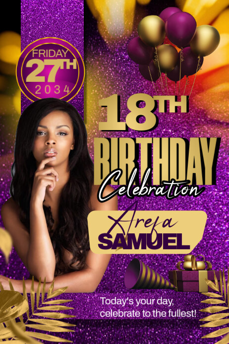 Purple Joyful Birthday Poster Template | PosterMyWall