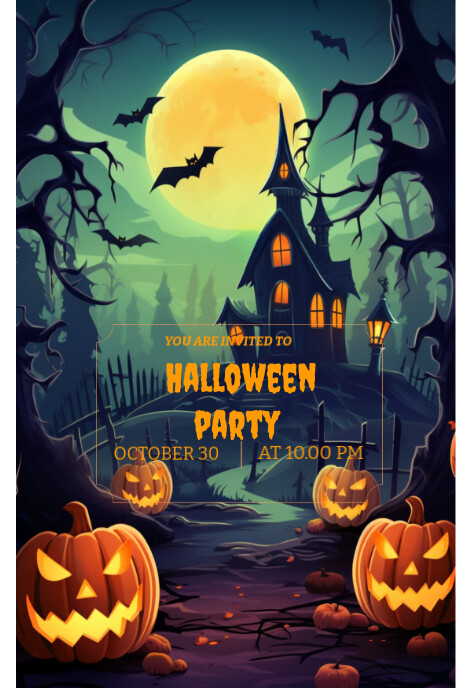 Purple Joyful Blue And Orange Halloween Party Poster Poster Template ...
