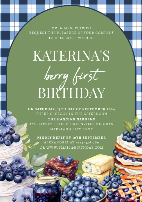 Purple Joyful Blueberry Birthday Invitation Template | PosterMyWall