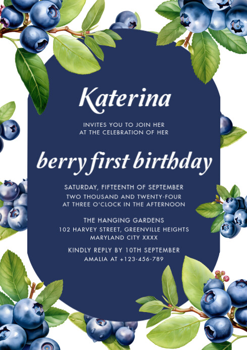Copy of Purple Joyful Blueberry Birthday Invitation | PosterMyWall