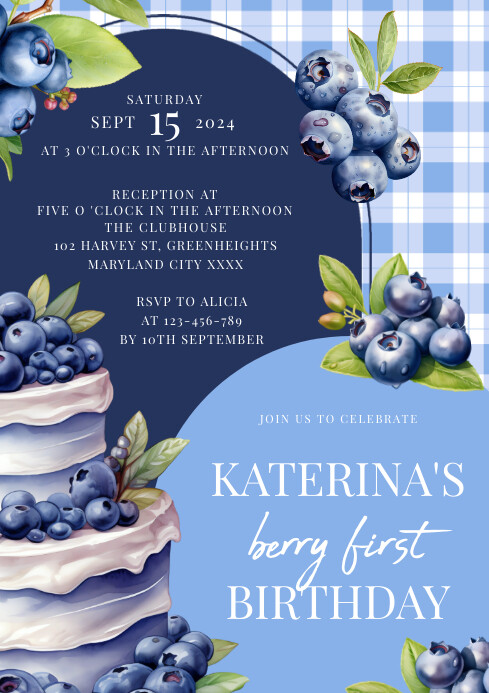 Purple Joyful Blueberry Birthday Invitation Template | PosterMyWall